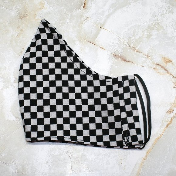 Hand Crafted | Accessories | Handmade Black White Checkered Face Mask ...